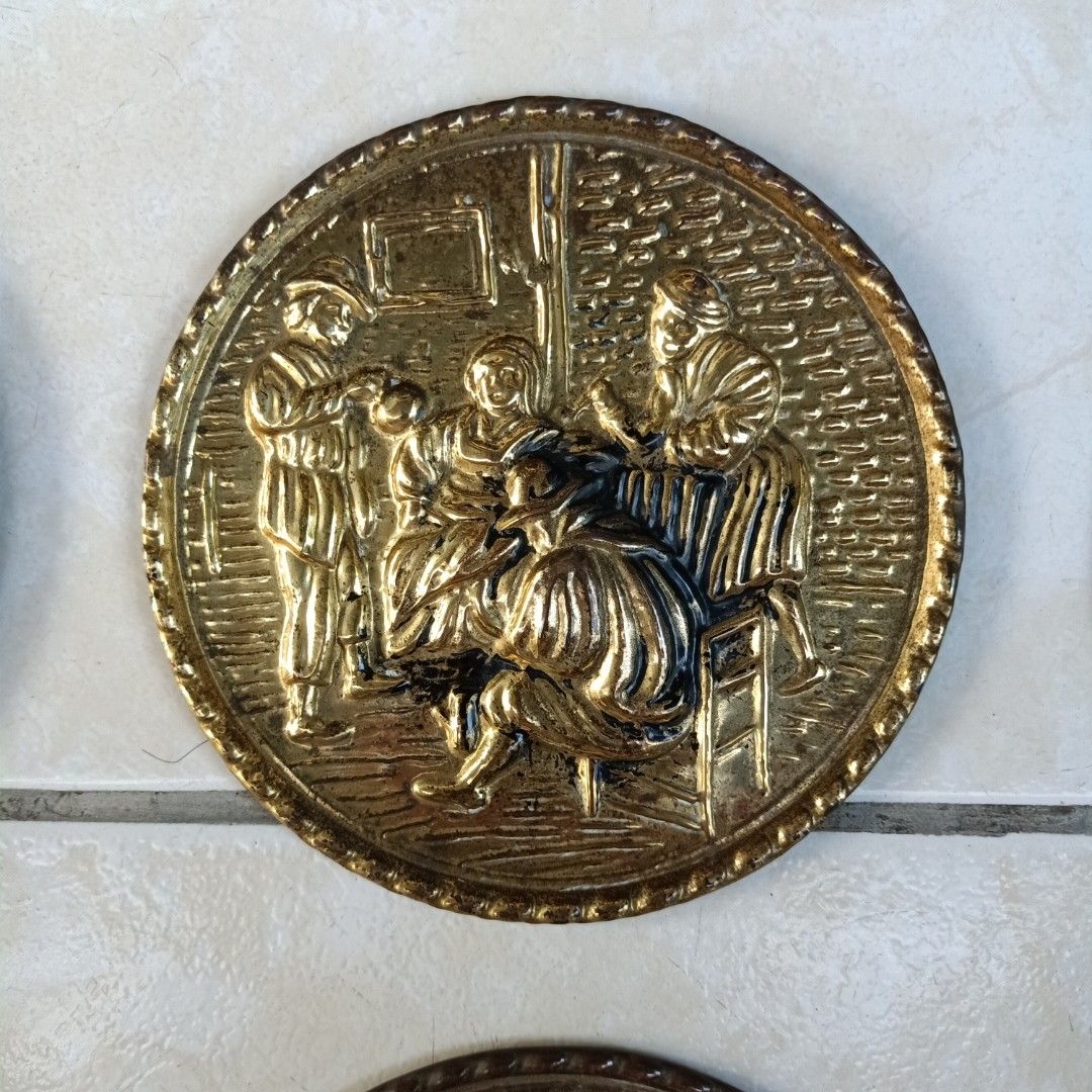 Vintage Peerage Embossed Brass Wall Hanging Plates on Carousell