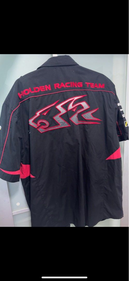 Vintage thrifted holden motor racing shirt / overshirt black red button ...