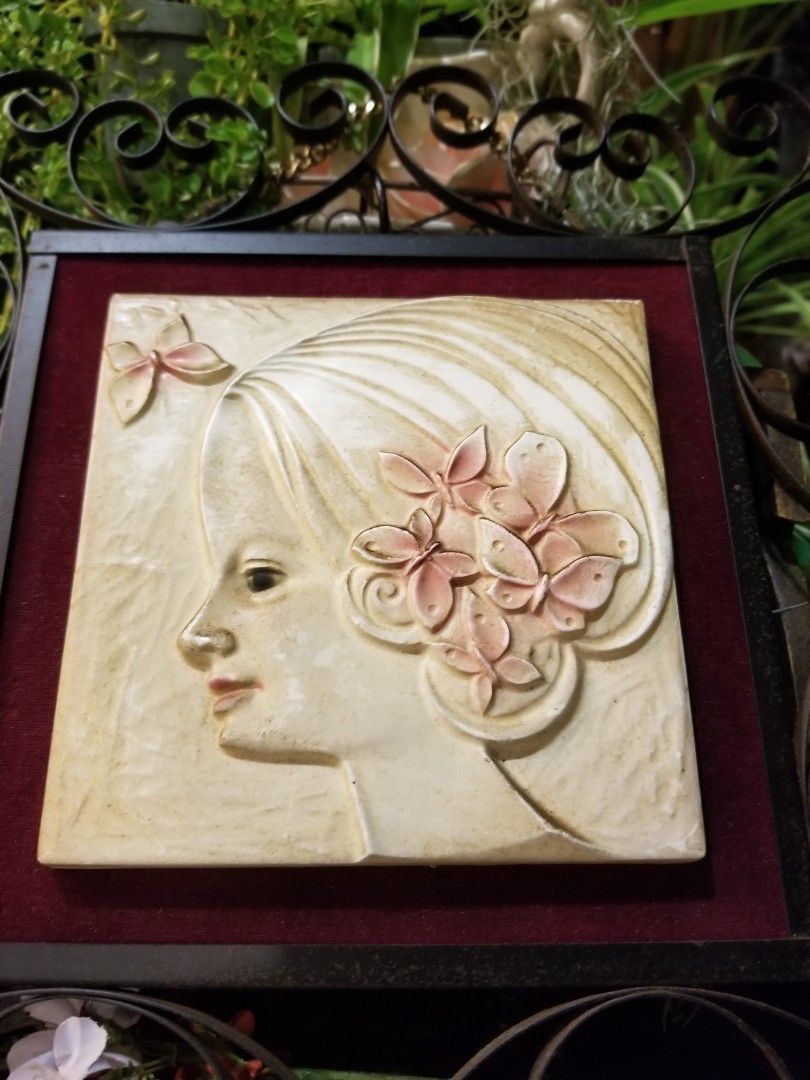 Vintage tile Lady Sculpture Classic art work wall decor, Furniture ...