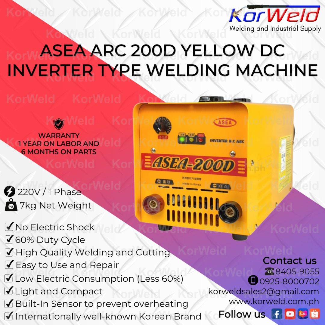 Welding machine ASEA DC ARC Inverter Analog 200D Yellow, Commercial ...