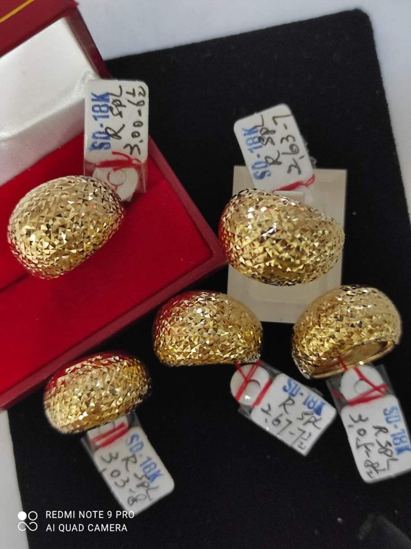 18K Saudi Gold diacut dome ring, Women's Fashion, Jewelry & Organizers ...