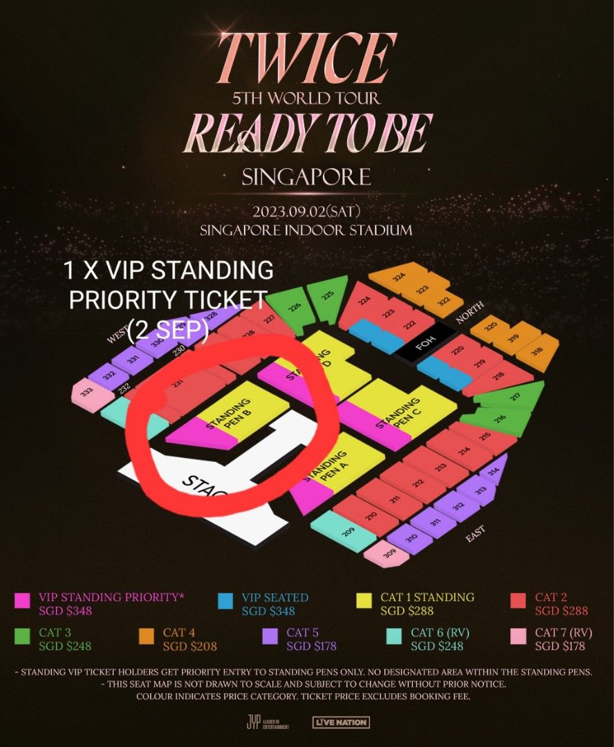 1 x VIP Standing Pen B for D1 Twice Ready to Be World Tour 2023 Singapore, Tickets & Vouchers ...