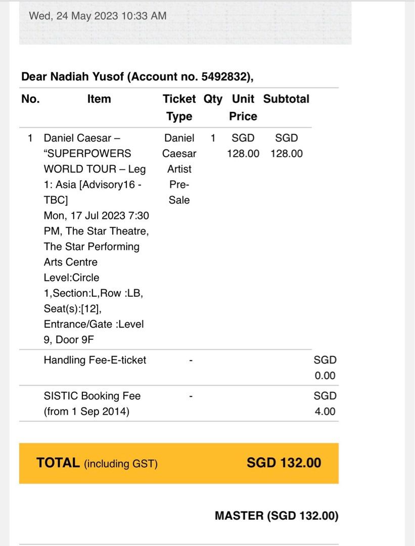 1x DANIEL CAESAR CAT 3 SUPERPOWERS TOUR SINGAPORE, Tickets & Vouchers, Event Tickets on Carousell