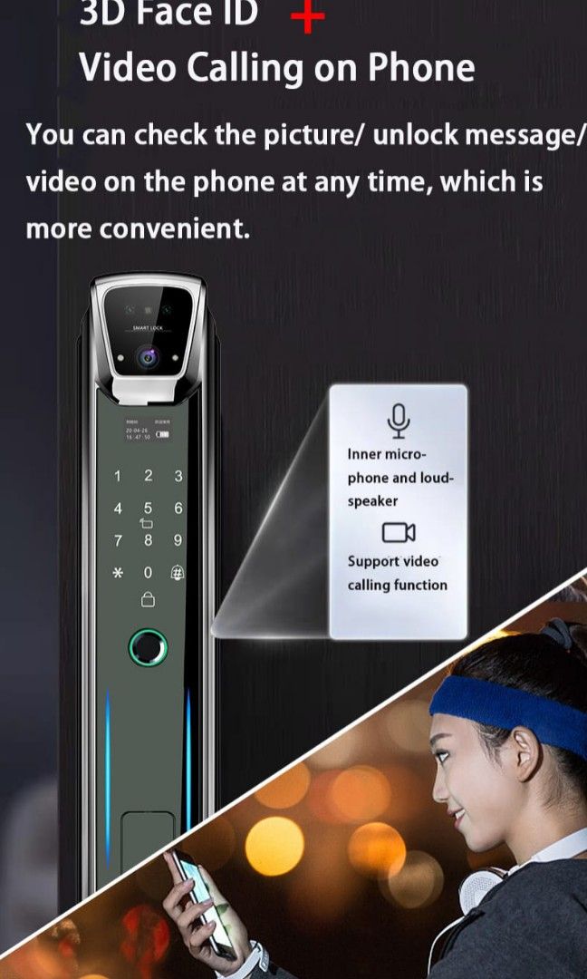3D face recognition digital lock, Furniture & Home Living, Security & Locks, Locks, Doors ...