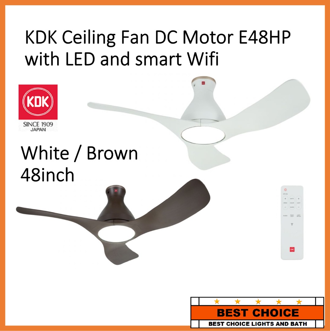 48inch KDK Ceiling Fan E48GP dc motor ceiling fan wifi smart control 10 speed + led lighting ...