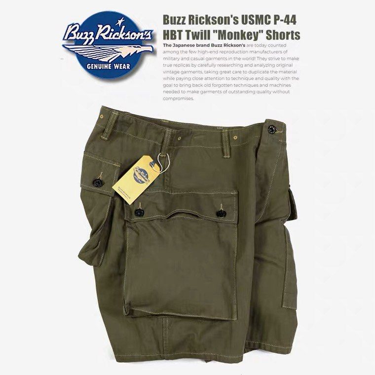 日本優惠預訂 Buzz Rickson's USMC P-44 HBT Twill "Monkey" Shorts軍綠色短褲, 男裝, 褲＆半截裙, 短褲 - Carousell