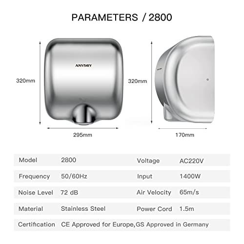 any dry 2800 Commercial Hand Dryer,Heavy Duty Stainless Steel Hand ...