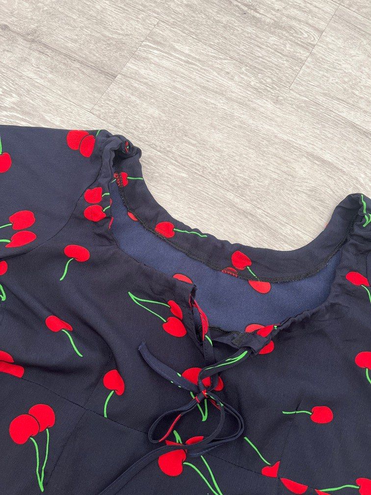 Blue cherry dress, Women's Fashion, Dresses & Sets, Dresses on Carousell