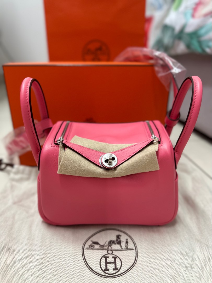 Hermes Mini Lindy Rose Azalee, Luxury, Bags & Wallets on Carousell