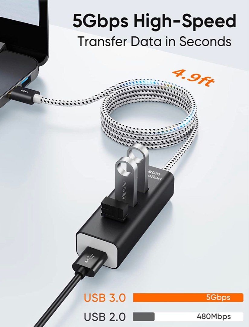 CABLECREATION USB 3.0 TO 4 PORT USB HUB 1.5M, Computers & Tech, Parts ...