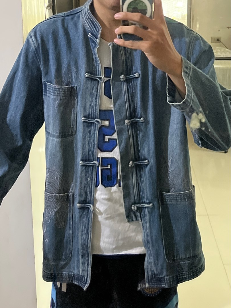 Chinese Style/ Tang Suit Denim Jacket on Carousell