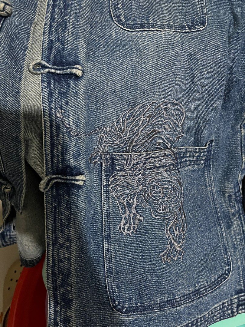Chinese Style/ Tang Suit Denim Jacket on Carousell