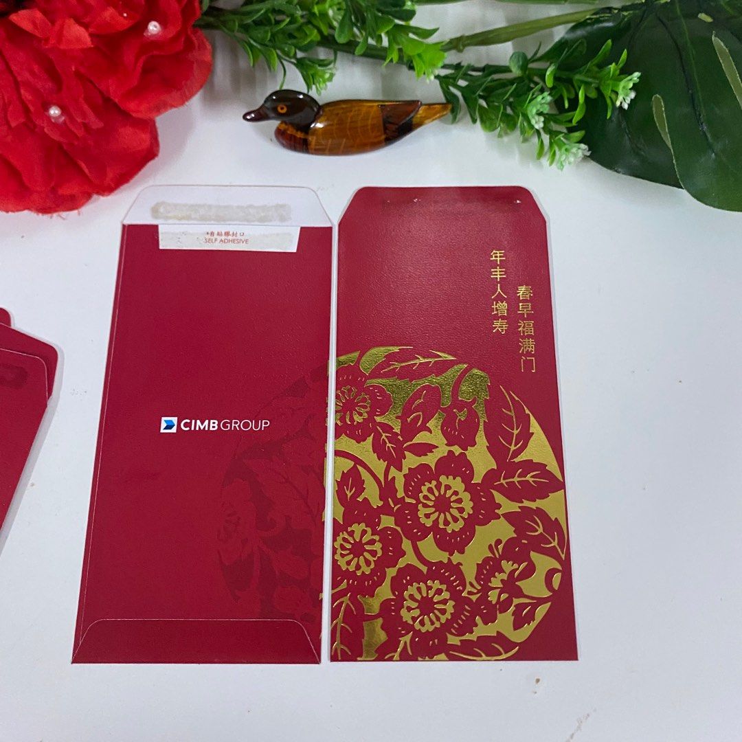 Defect CIMB group Ang Pow packet_CIMB Ang pow packet_ Gold floral Ang ...