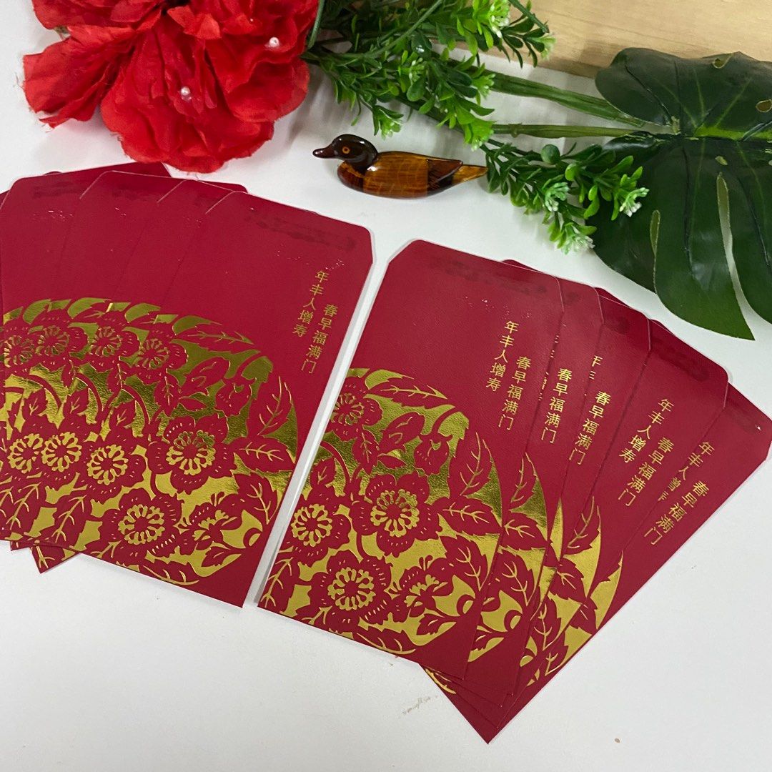 Defect CIMB group Ang Pow packet_CIMB Ang pow packet_ Gold floral Ang ...