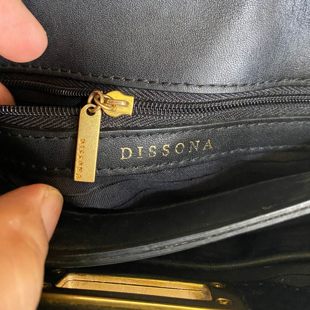 Dissona Black Quited Leather Two Way Crossbody Bag on Carousell