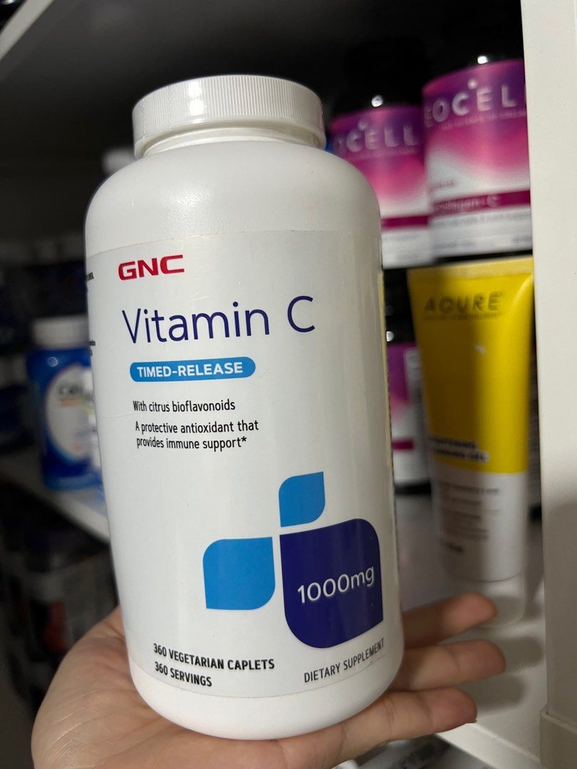 GNC Vitamin C 1000 MG, 360 Caplets (dented shows as picture), Health ...
