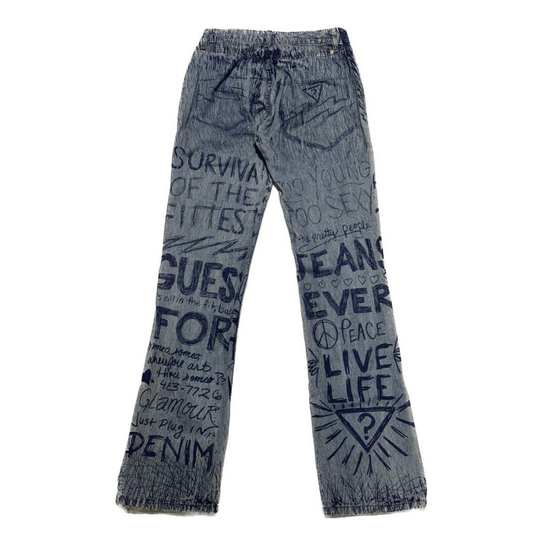 Guess Denim Pattern Scribbles Vintage Pants Jeans 1900s y2k | low rise ...