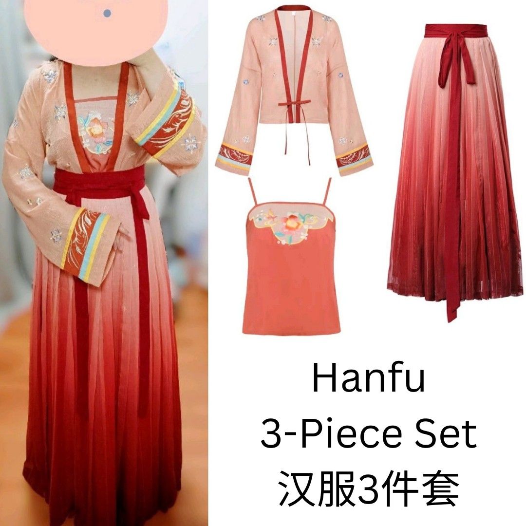 Hanfu 3 Pc Set (Red) 汉服红色3件套 Han Fu Chinese Traditional Clothing ...