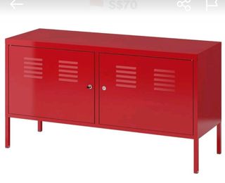 Ikea red metal cabinet shelf with lock, Furniture & Home Living ...