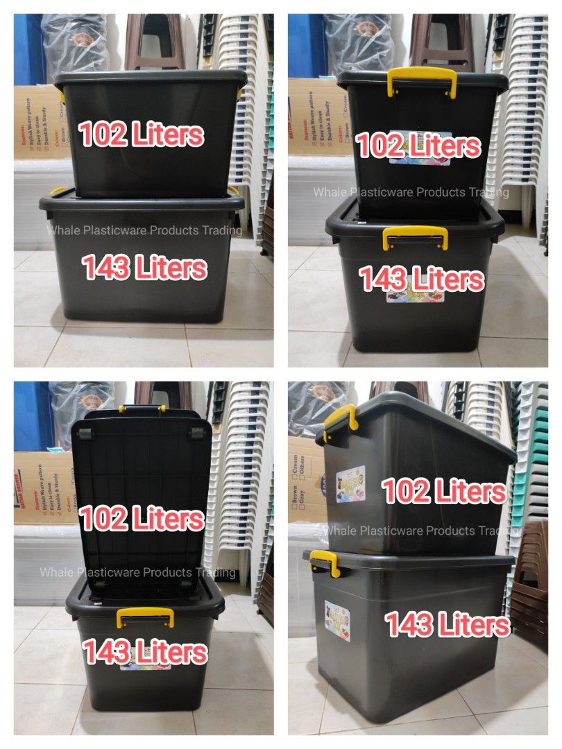 J&T Master Box / Storage Box with Wheels 102L & 143L Black on Carousell