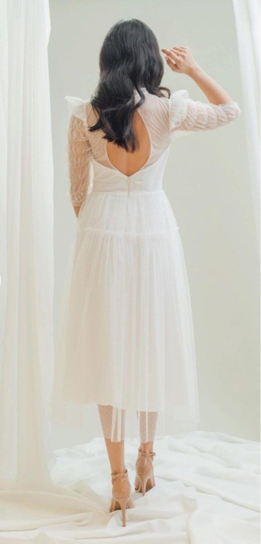 Karimadon White Midi Pre Nup Dress on Carousell