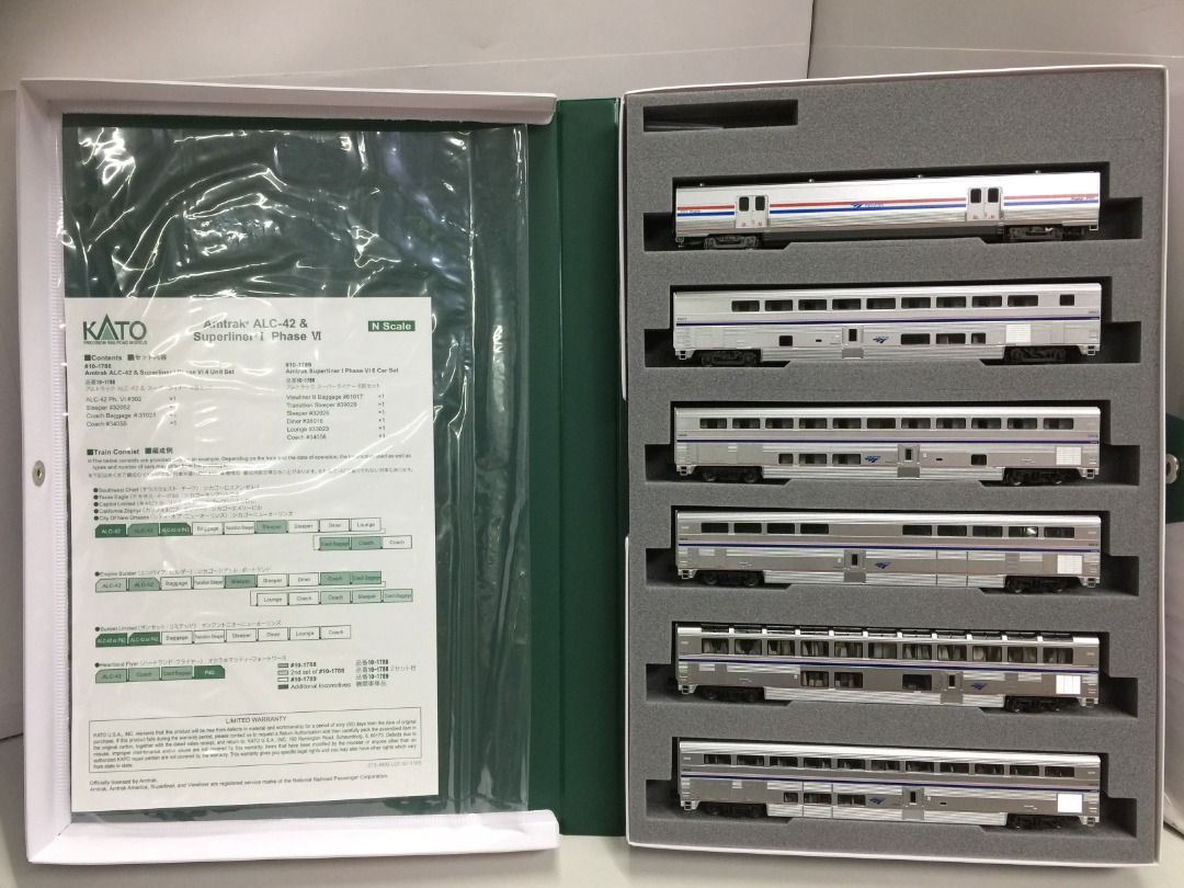 KATO N-GAUGE 10-1789 Amtrak Superliner I Phase VI 6 Car Set PRECISION ...