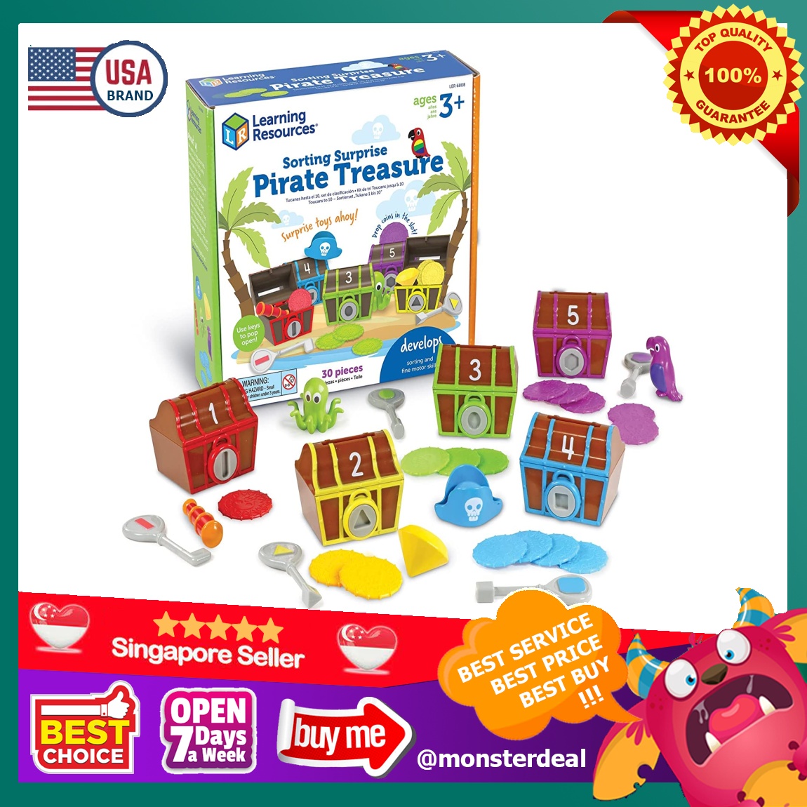 Learning Resources LER6808 Sorting Surprise Treasure Chests Set (30 ...