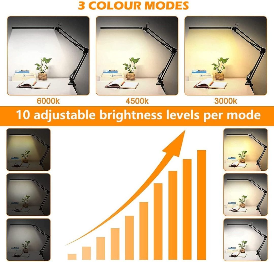 LED Desk Lamp Adjustable Clamp Light, Furniture & Home Living, Lighting ...