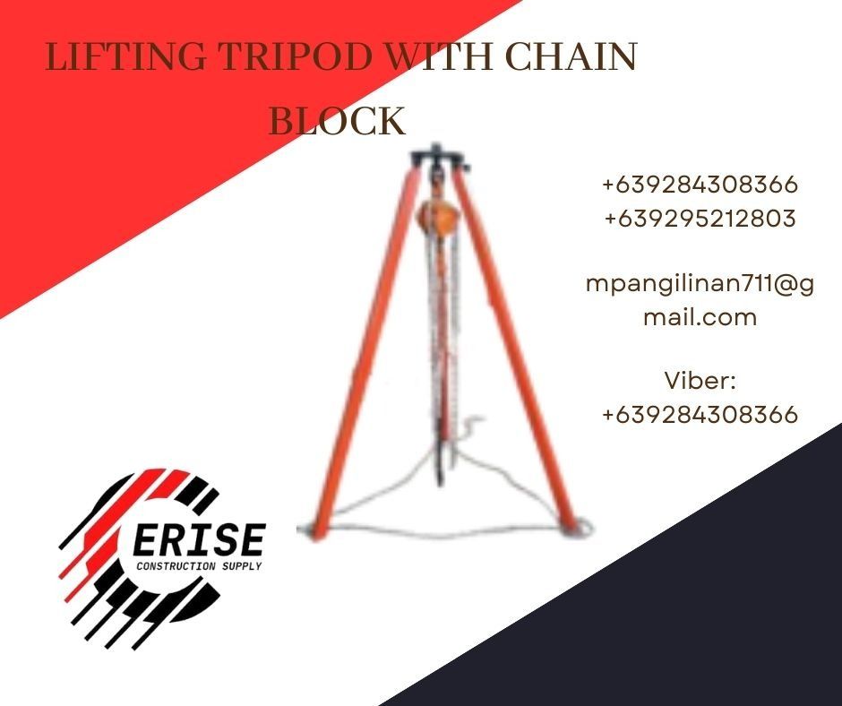 Lifting Tripod with Chain Block, Commercial & Industrial, Construction ...