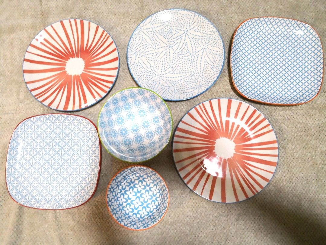 Light Blue Plates Set, Furniture & Home Living, Kitchenware & Tableware ...