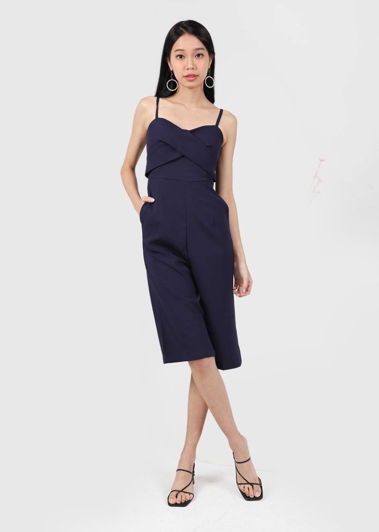 Love Bonito Karther 3/4 Padded Jumpsuit In Navy M, Women's Fashion ...