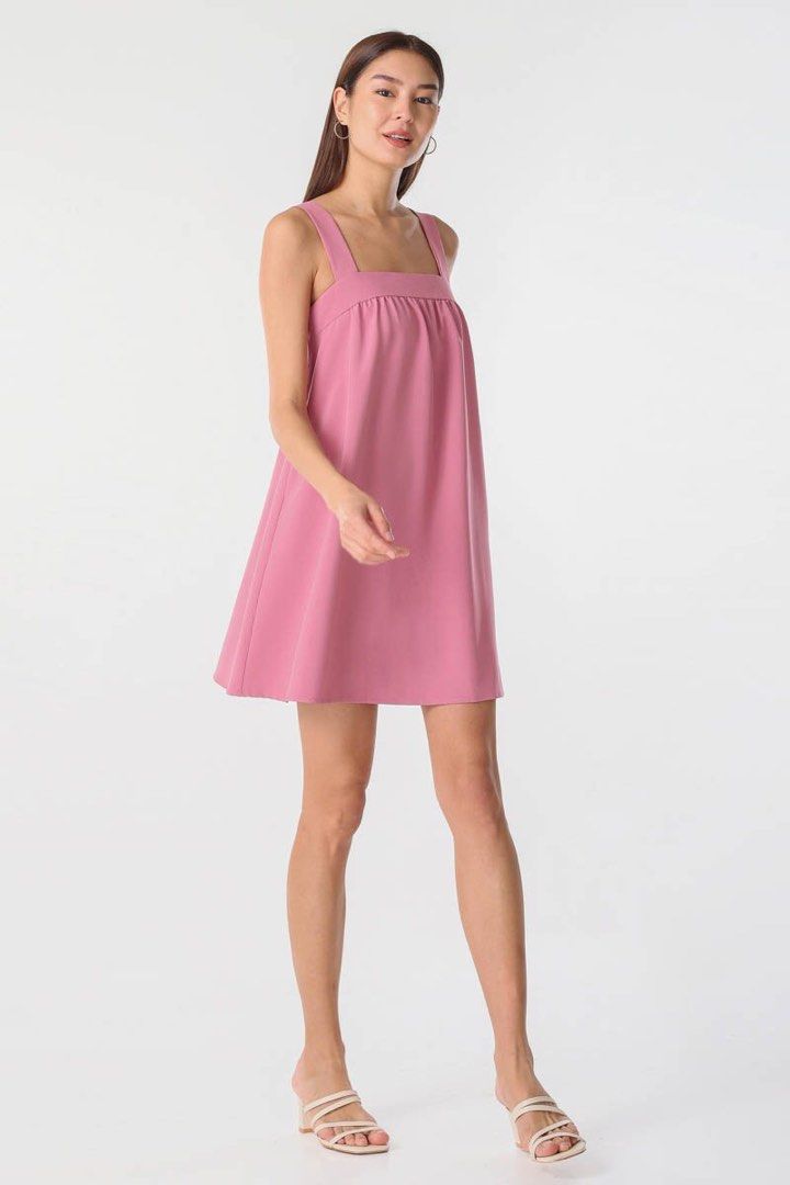 Lovet RHEA CROSS-BACK TENT DRESS (ROGUE PINK) PADDED, Women's Fashion ...