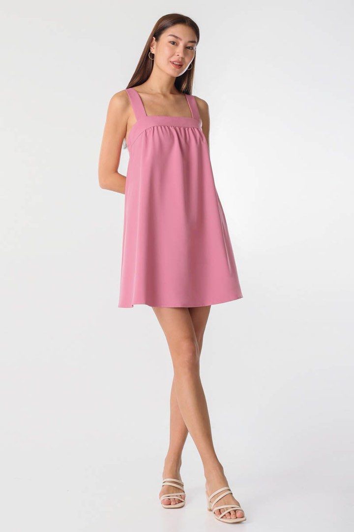 Lovet RHEA CROSS-BACK TENT DRESS (ROGUE PINK) PADDED, Women's Fashion ...