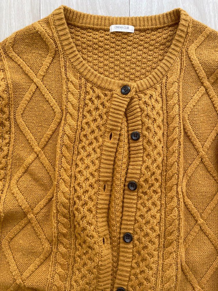 Cinema Club Mustard Yellow Knit Cardigan Jacket on Carousell