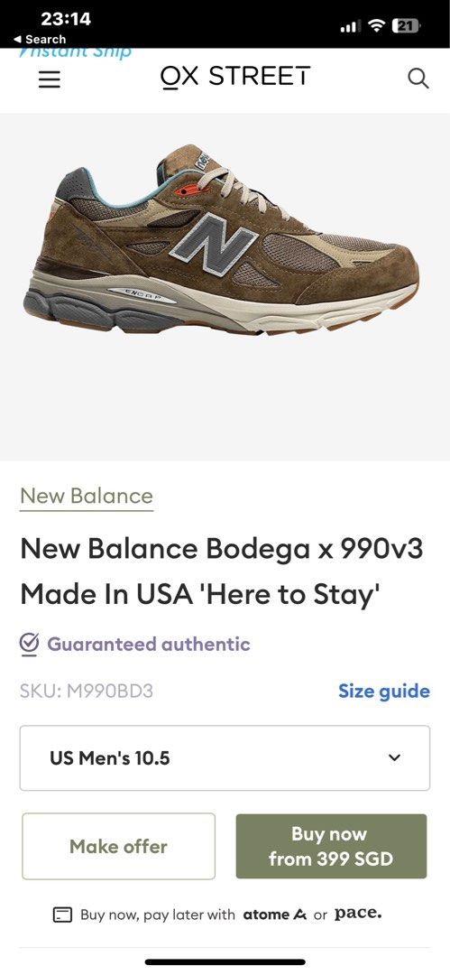 New Balance 990v3 Bodega Here to Stay US10.5, Men's Fashion, Footwear ...