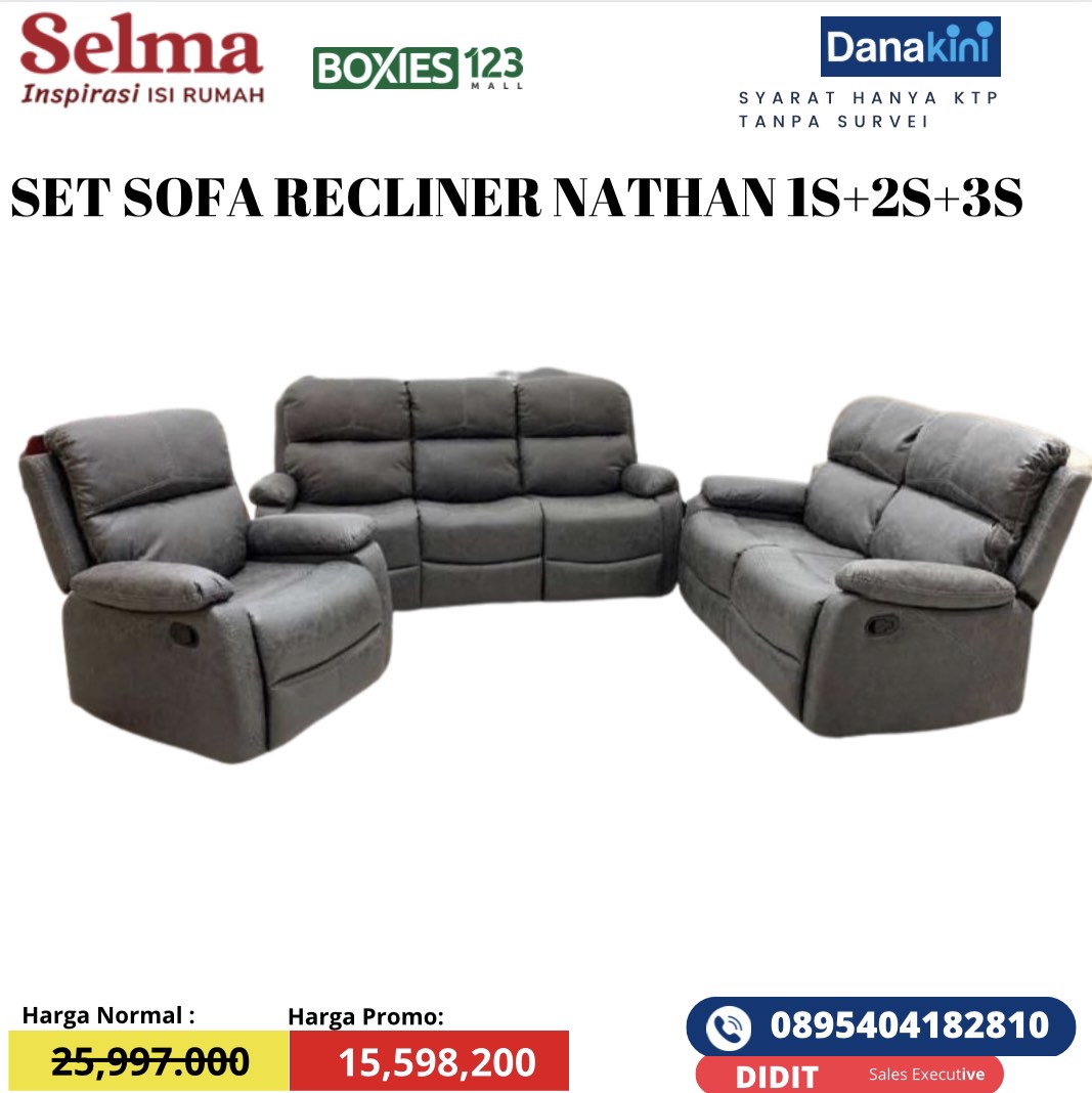 OBRAL SOFA SET RECLINER WARNA ABU BISA CICILAN, Perabotan Rumah di ...