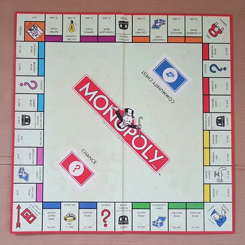 Original Monopoly Game, Singapore Edition, Set of Monopoly Board Game ...
