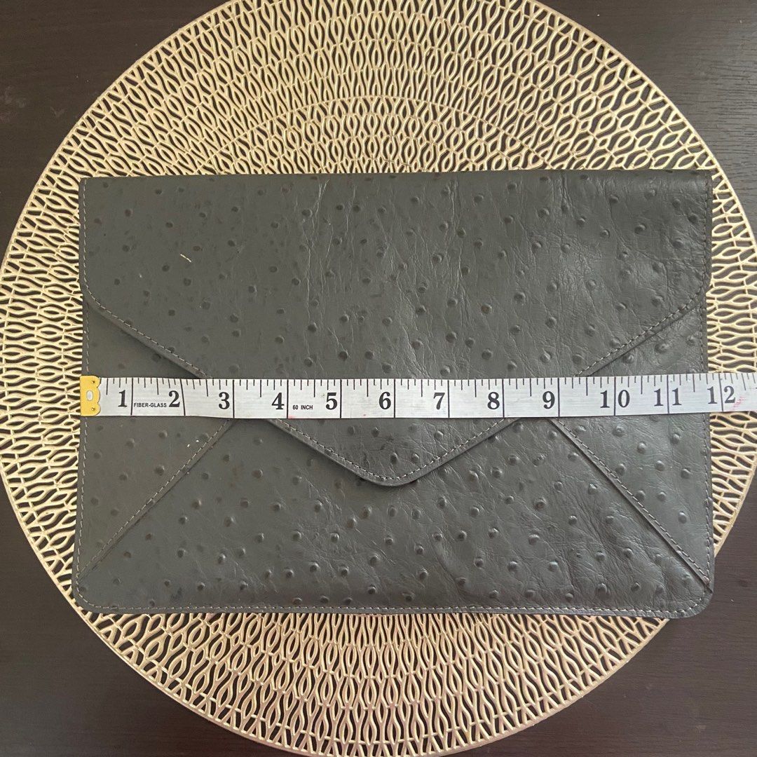 Ostrich Gray Pouch, Women's Fashion, Bags & Wallets, Purses & Pouches ...