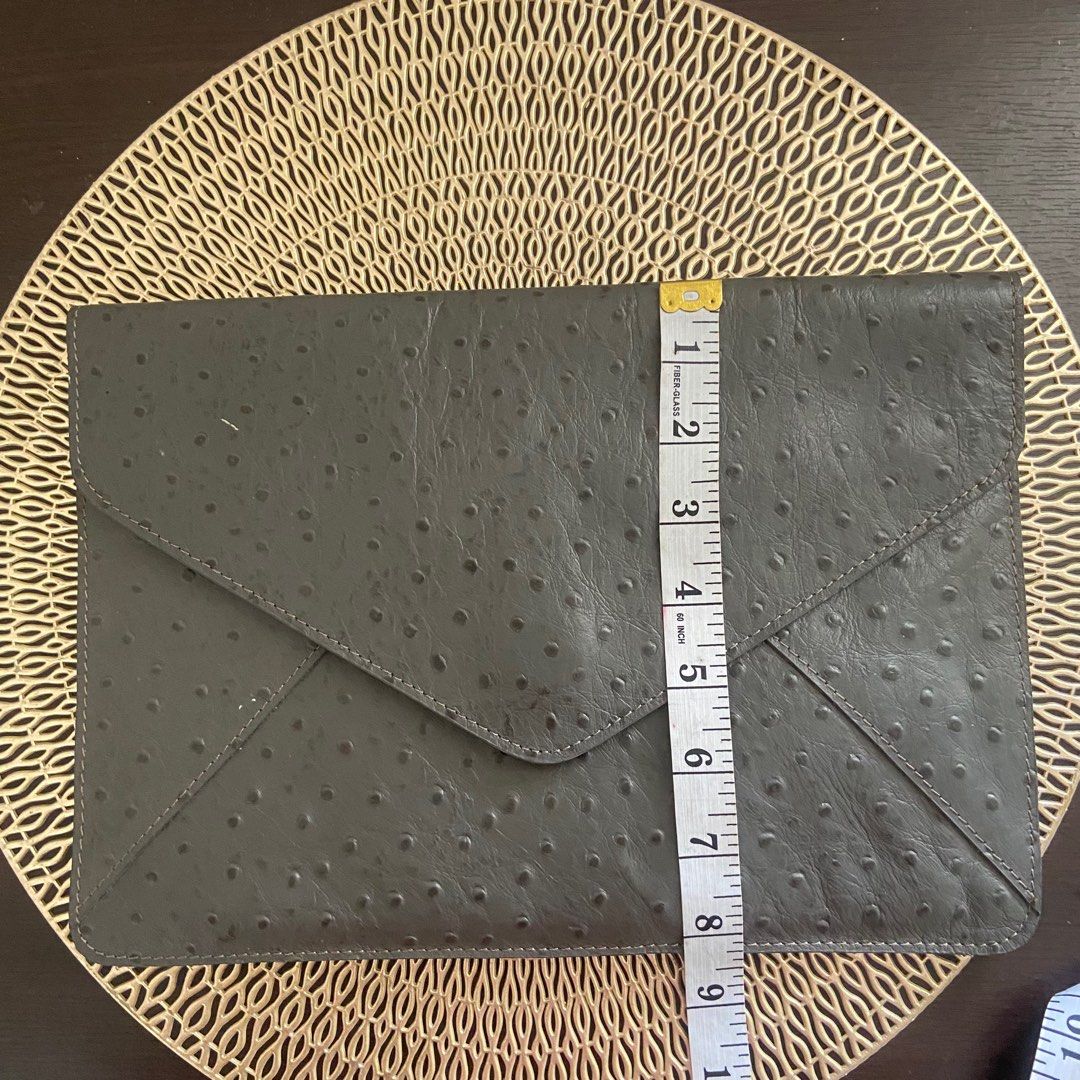 Ostrich Gray Pouch, Women's Fashion, Bags & Wallets, Purses & Pouches ...