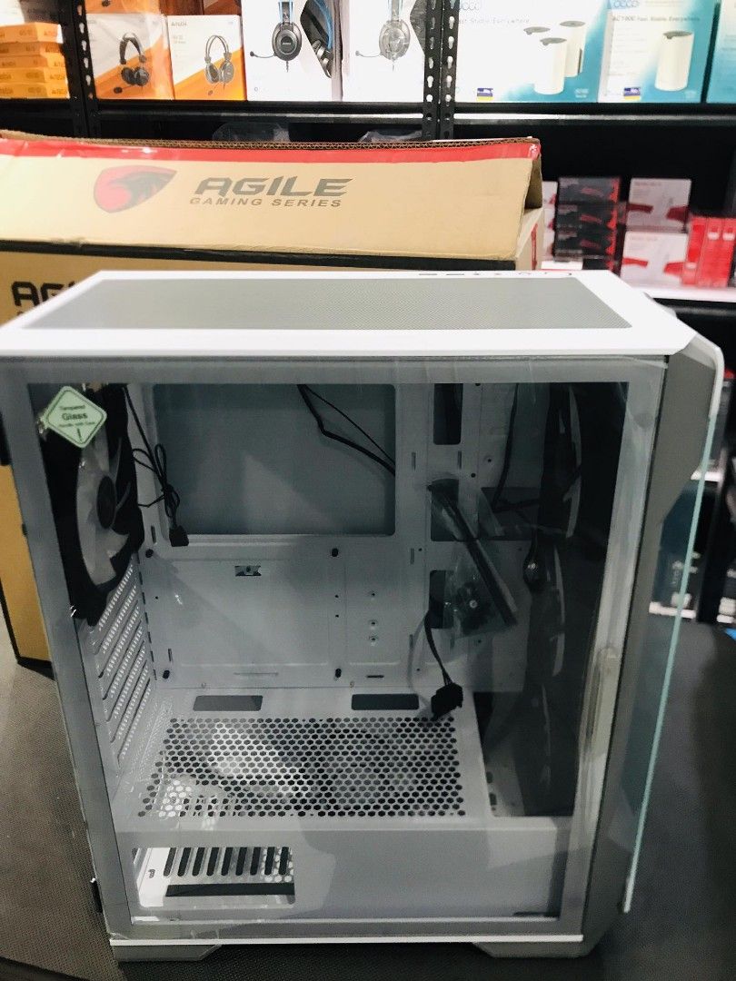 Powerlogic Falcon Agile Tempered Glass Gaming RGB PC Case White on ...