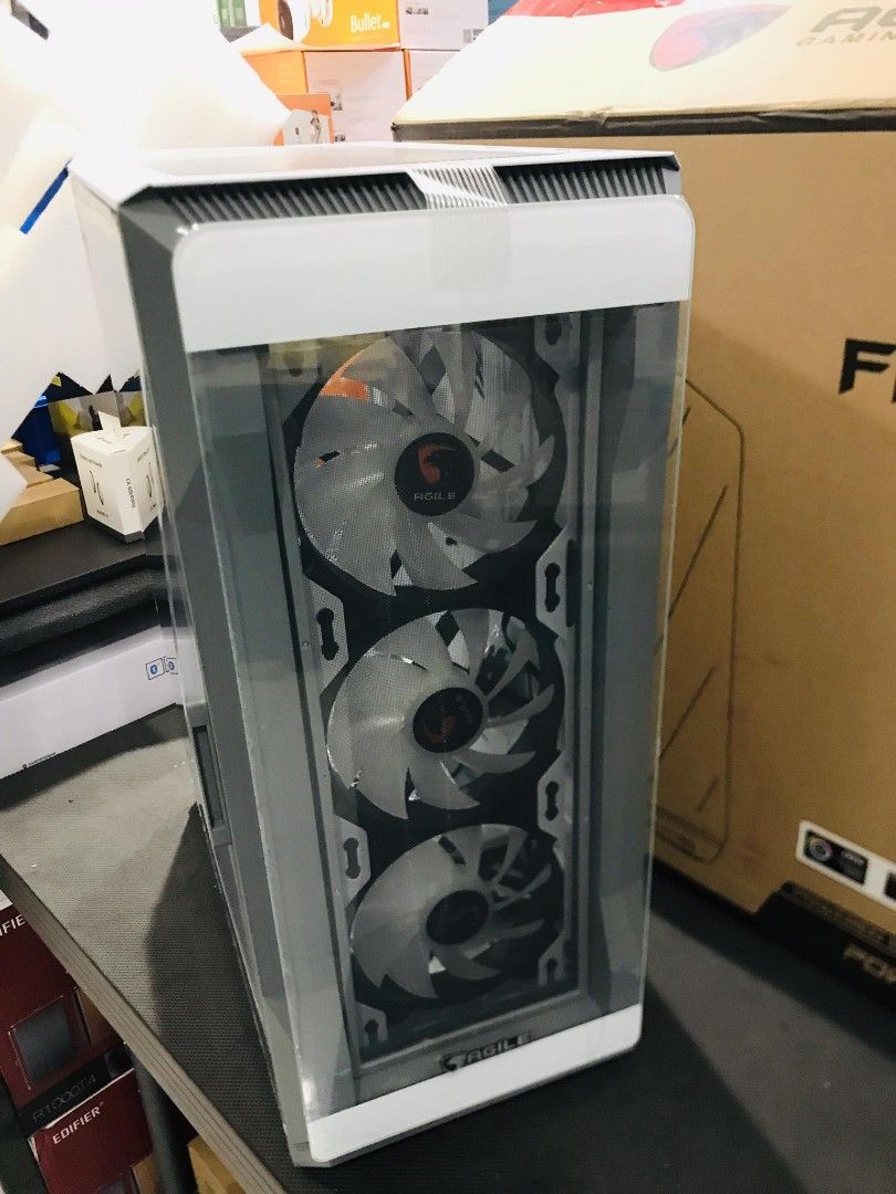 Powerlogic Falcon Agile Tempered Glass Gaming RGB PC Case White on ...