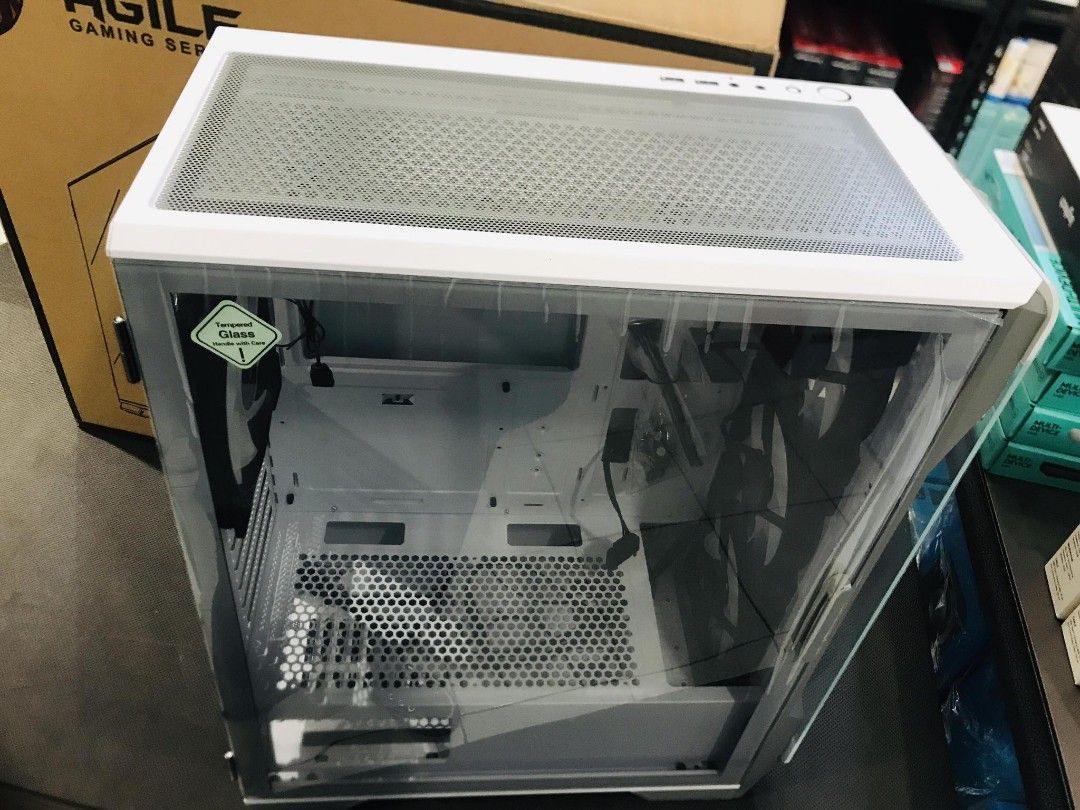 Powerlogic Falcon Agile Tempered Glass Gaming RGB PC Case White on ...