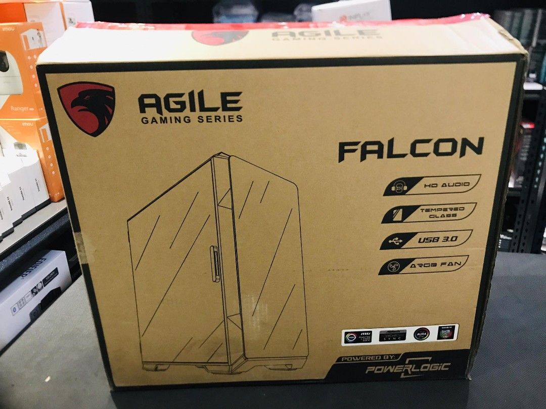 Powerlogic Falcon Agile Tempered Glass Gaming RGB PC Case White on ...