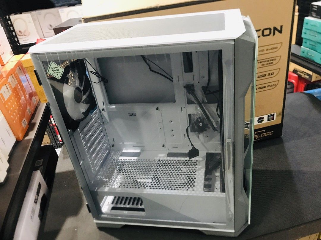 Powerlogic Falcon Agile Tempered Glass Gaming RGB PC Case White on ...