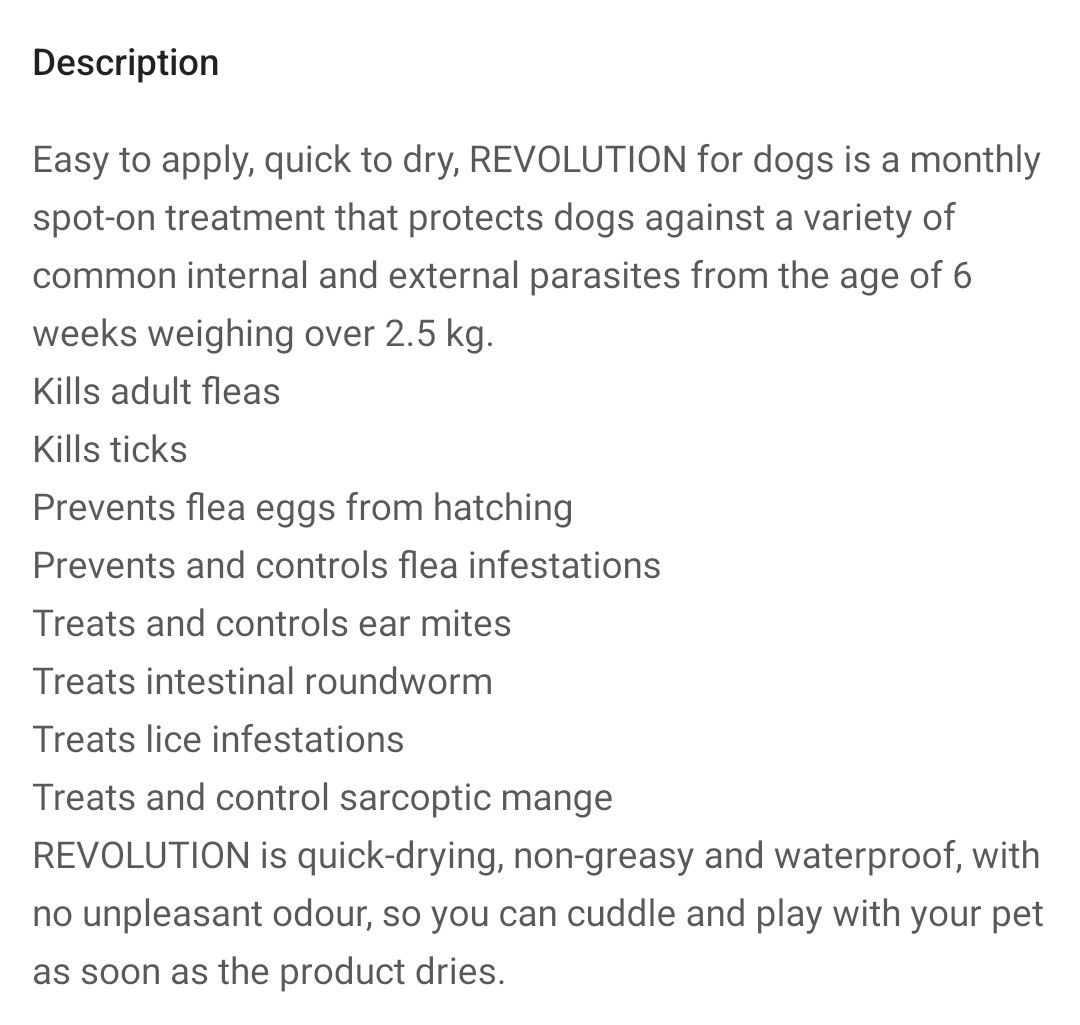 Revolution 3 Doses for 5-10kg Dogs, Pet Supplies, Health & Grooming on Carousell