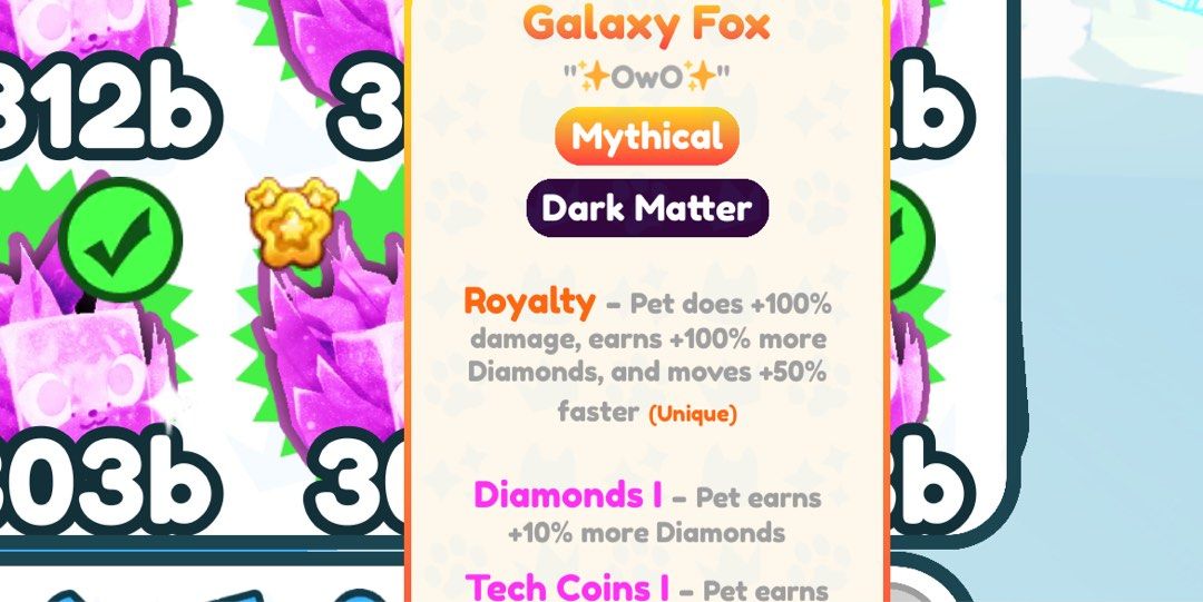 Roblox Pet simulator Galaxy Fox, 電子遊戲, 電子遊戲, 其他 - Carousell