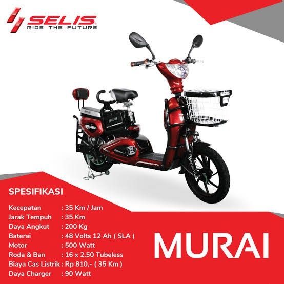 Sepeda Listrik Selis Murai (Merah) on Carousell
