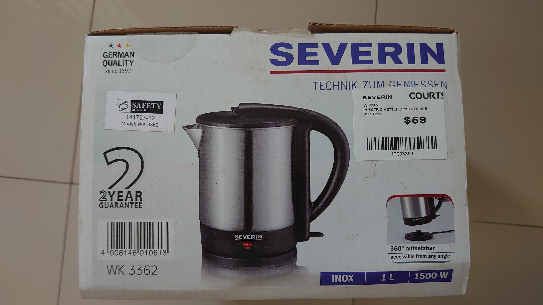 Severin 1L electric kettle, 1500W, TV & Home Appliances, Kitchen ...