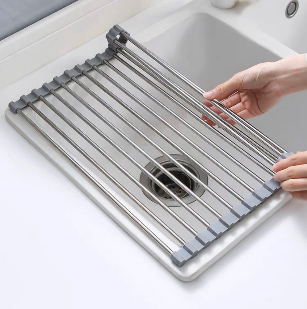 Silicone Fold Dish Drying Rack, Furniture & Home Living, Bathroom ...