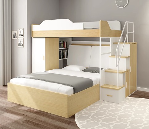 Staggered bunk bed multi-functional small apartment children's high and ...